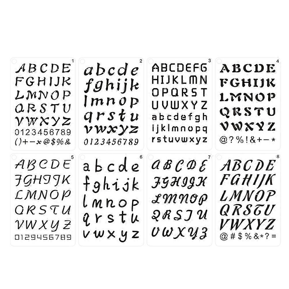 8 Pcs Letter Molds Number Templates Alphabet Drawing Stencil Drawing ...