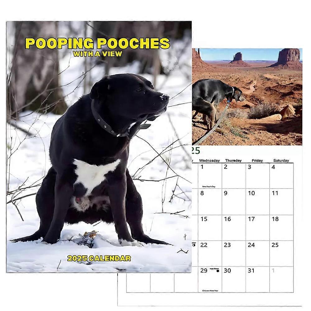 2025 Fun Pooping Dog Calendar Wall Monthly Planner Staff Rota Secret ...