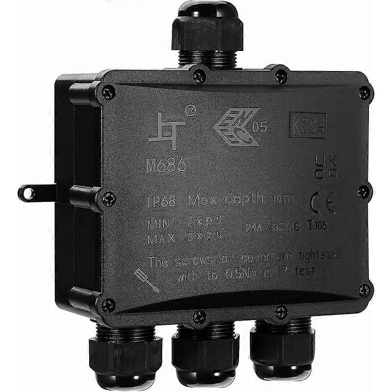 Outdoor IP68 Waterproof Junction Box - 4 Way Larger Cable, Electrical ...