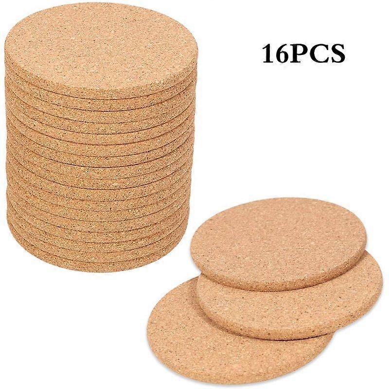 Round natural cork coasters, set of 16, absorbent, eco-friendly, heat ...