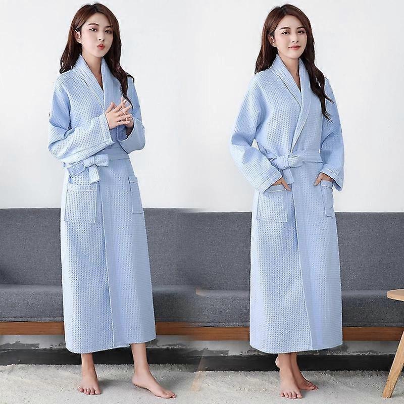 Bathrobe Women Waffle Cotton Extra Long Robe Solid Robe Female Long ...