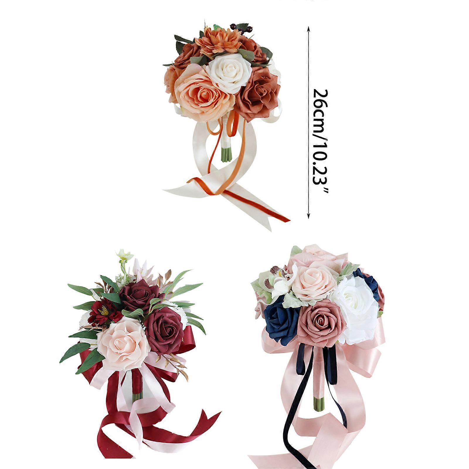 Kunstig pæon rose blomst buket til brudepige håndlavet bryllup buket ...