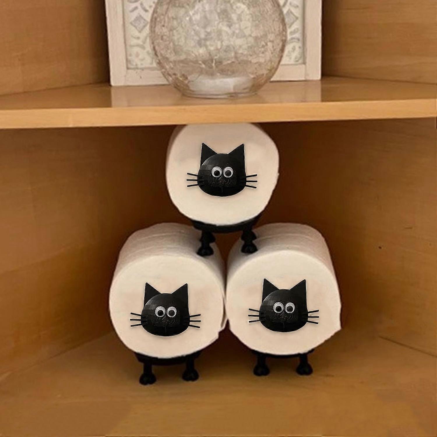 2/3Pcs Funny Toilet Paper Holder Versatile Placement Creative Cat Shaped Free-Standing Toilet ...