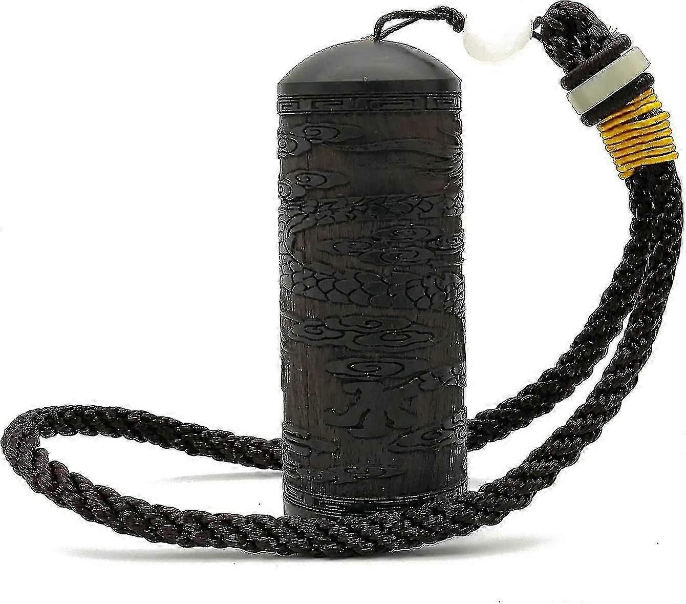 Ebony Blackwood Snuff Bottle Portable With Metal Spoon Snorting Snorter ...