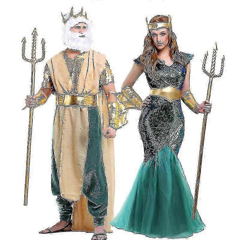 Greek God Of The Sea Men Poseidon Costume Mermaid Queen Sea Siren Women ...