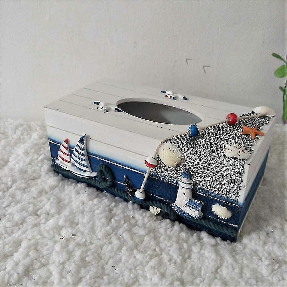 Wooden Tissue Box Cosmetic Tissue Box Mediterranean Style Kleenex Box ...