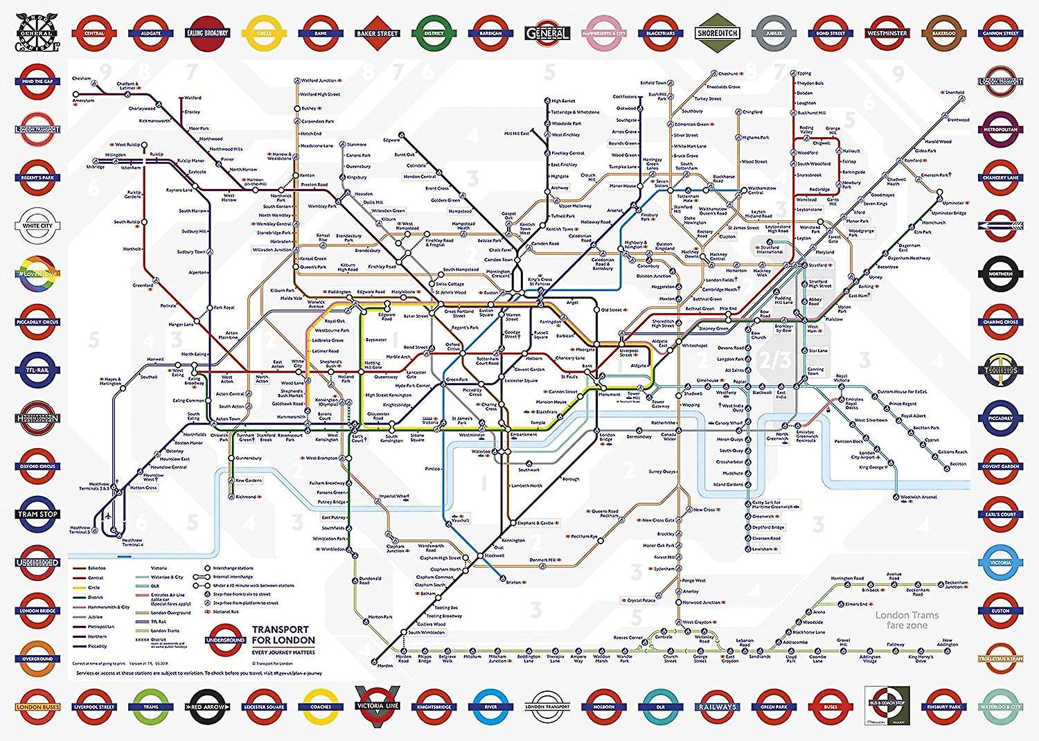 Gibsons TFL London Tube Map Jigsaw Puzzle (1000 pieces) | Fruugo AU