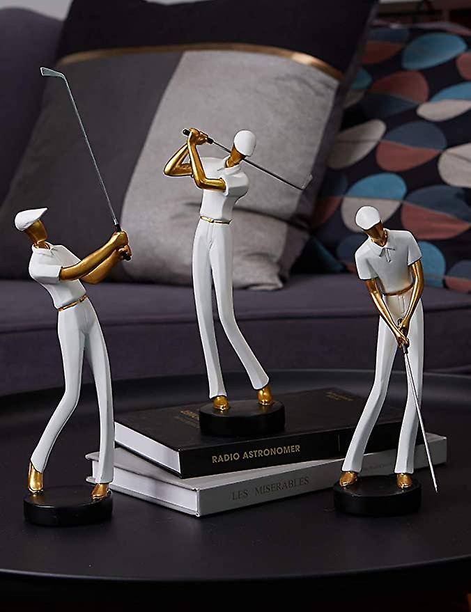 Art Golfer Figurine Statue Decor Golf Sculpture Resin Arts Gift White ...