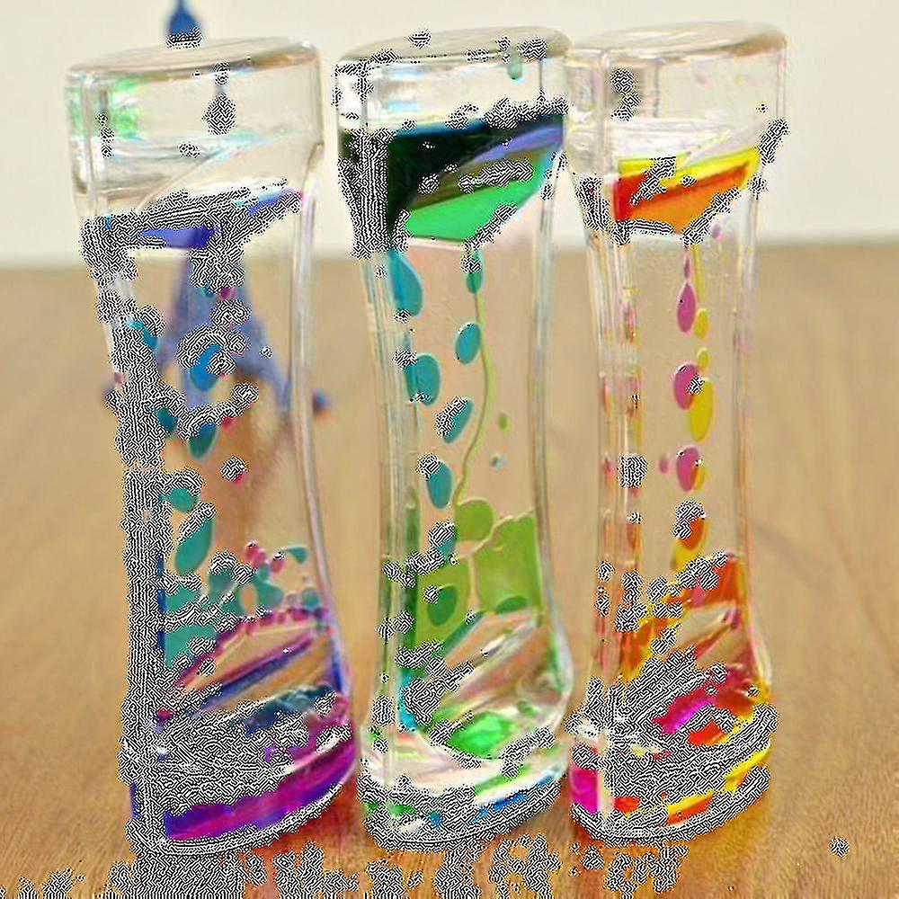 Double Colors Oil Hourglass Liquid Timer Floating Motion Bubbles Sand ...