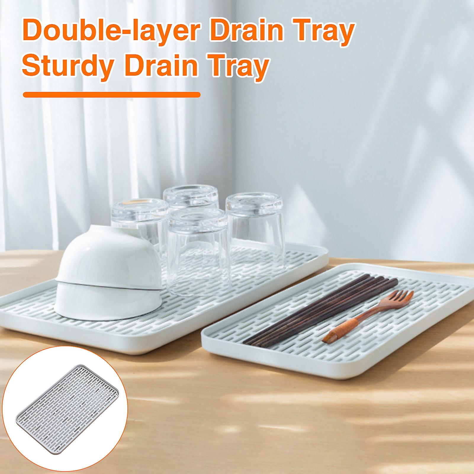 1 Set Drain Tray Double Layer Drainer Tray Durable Tea Serving Tray ...