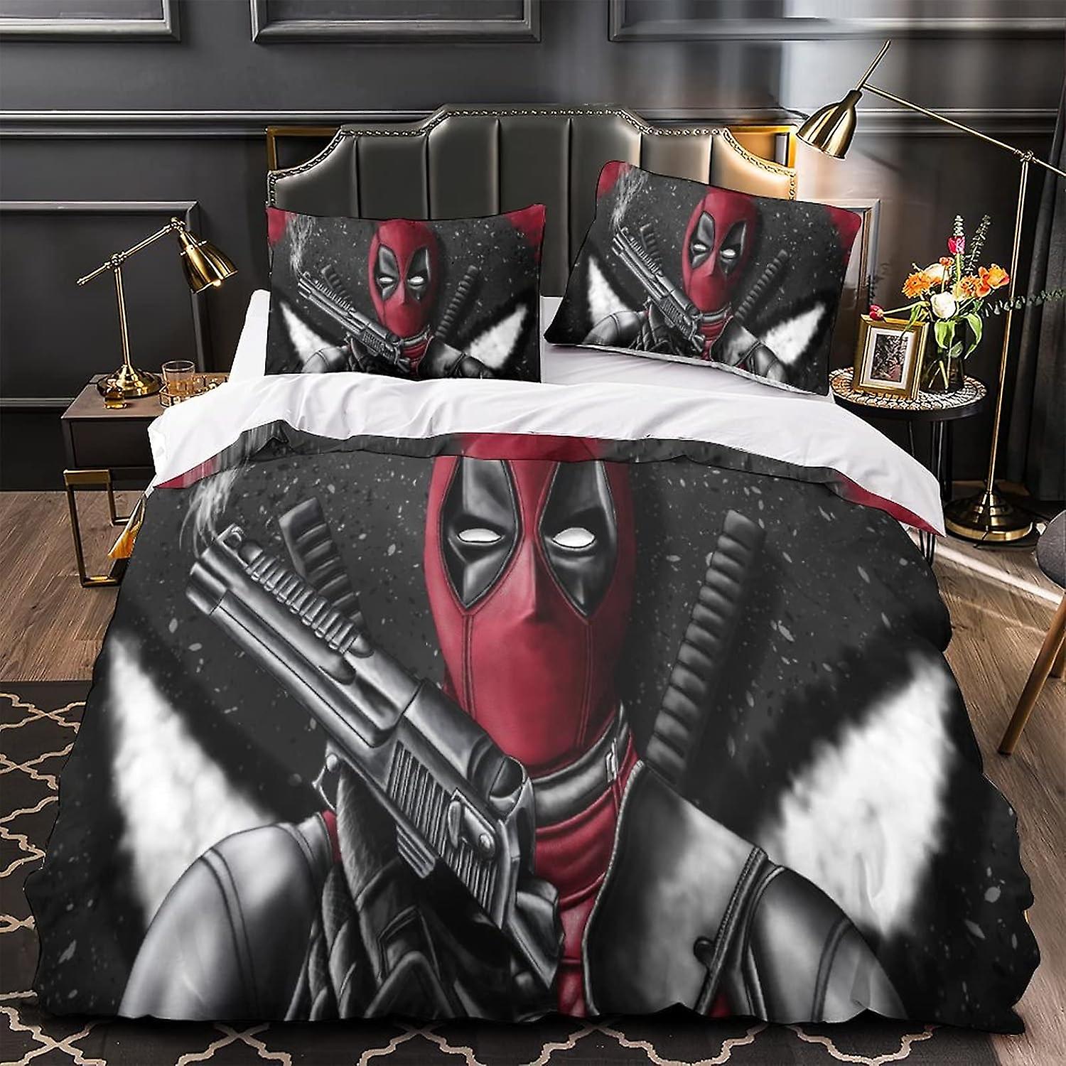 HOUKIG Bed Set Deadpool Superheroes with Duvet Cover And Pillowcase ...