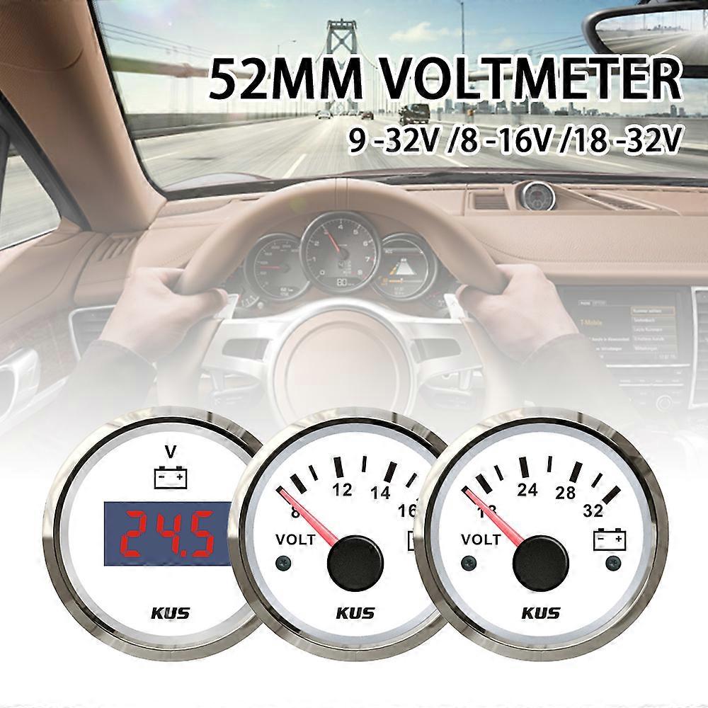 KUS Marine Auto Needle/Digital Voltage Gauge 12V 24V Boat Car Truck RV ...