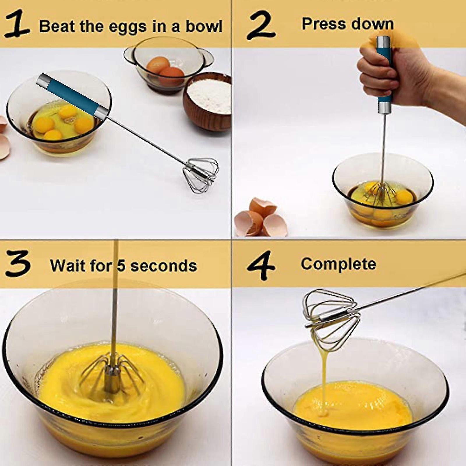 Stainless Steel Whisk Hand Push Rotary Whisk Semi-automatic Stirrer ...