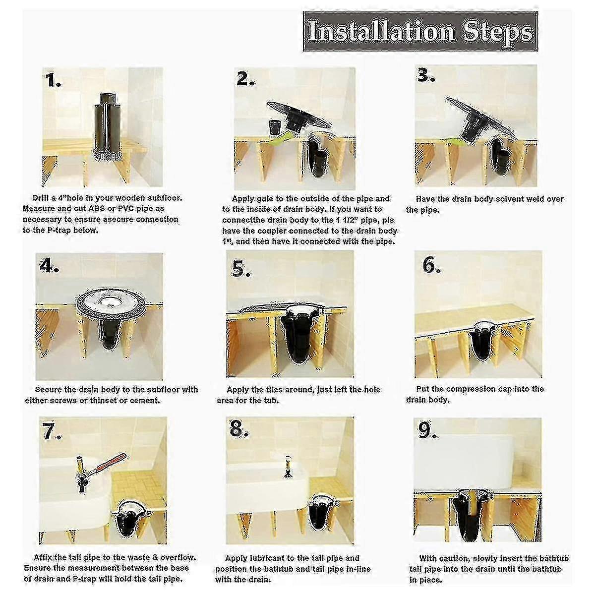 Upgrade Freestanding Tub Drain Rough-in Kit,12 Inch Base,island Tub ...