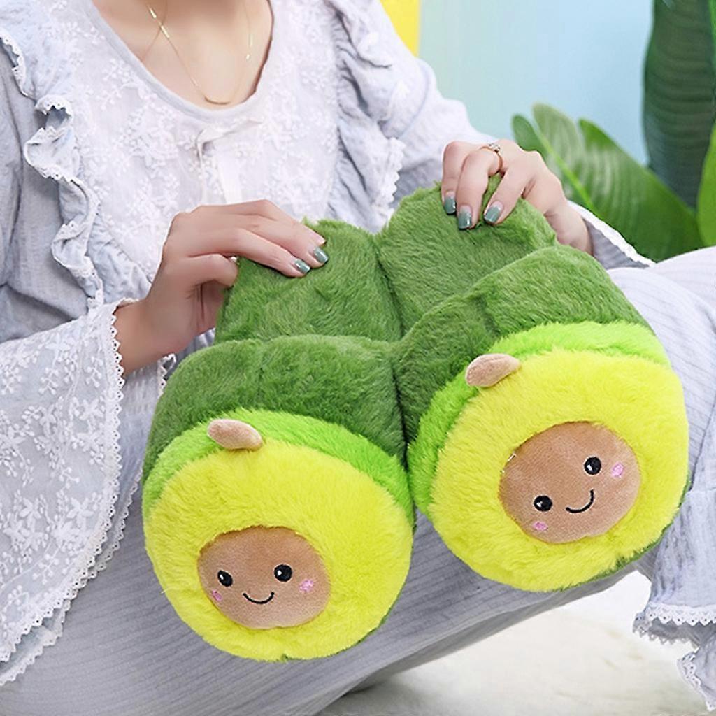Fuzzy Heel Avocado Slippers Cute Plush Animal Avocado Slippers for ...