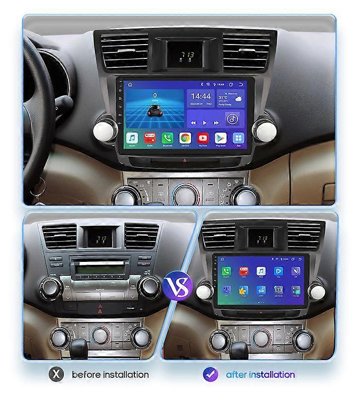 2 Din For Toyota Highlander 2007-2013 Carplay 4G WIFI Android Auto Car ...