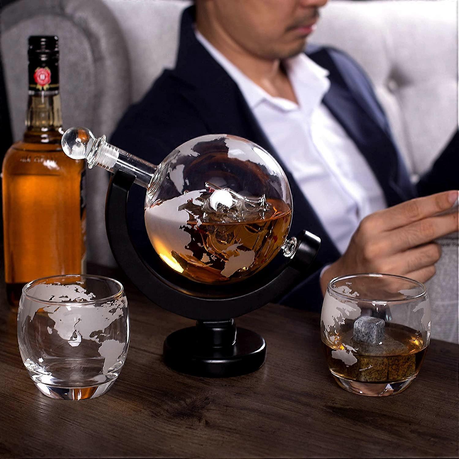Whisky Decanter Set -1000ml Globe Decanter with Glass Stopper wine ...