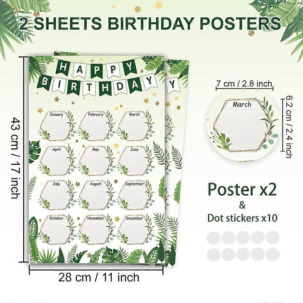 2Pcs Reusable Happy Birthday Chart Posters Birthday Chart Calendar for ...