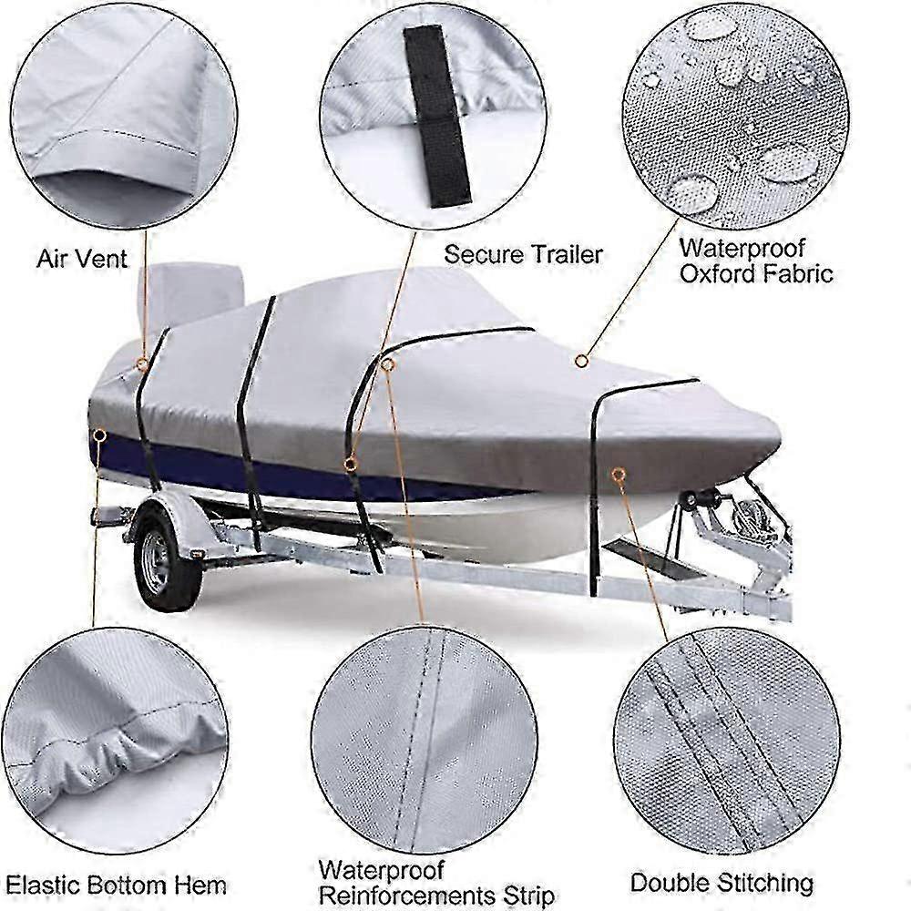 Heavy Duty Waterproof Boat Cover (16-18FT-V) - Gray Oxford Fabric, for ...