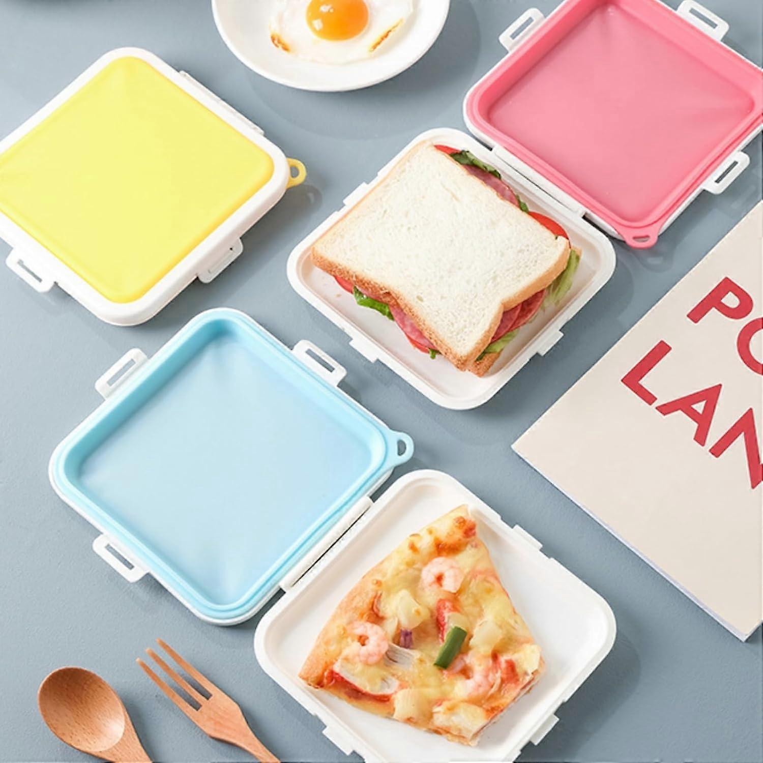 2 Pink Reusable Silicone Snap-Off BPA Free Leakproof Sandwich ...