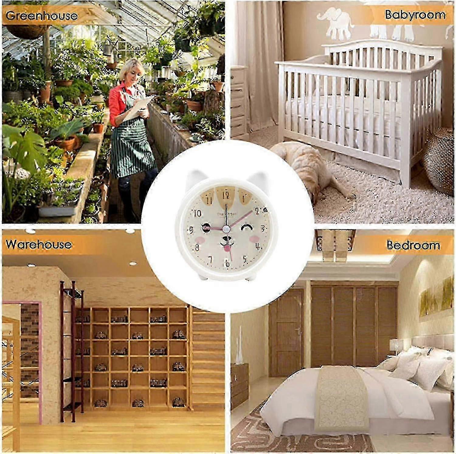 Children Cute Cat Alarm Clock Silent Non-ticking Desk Bedside Alarm ...