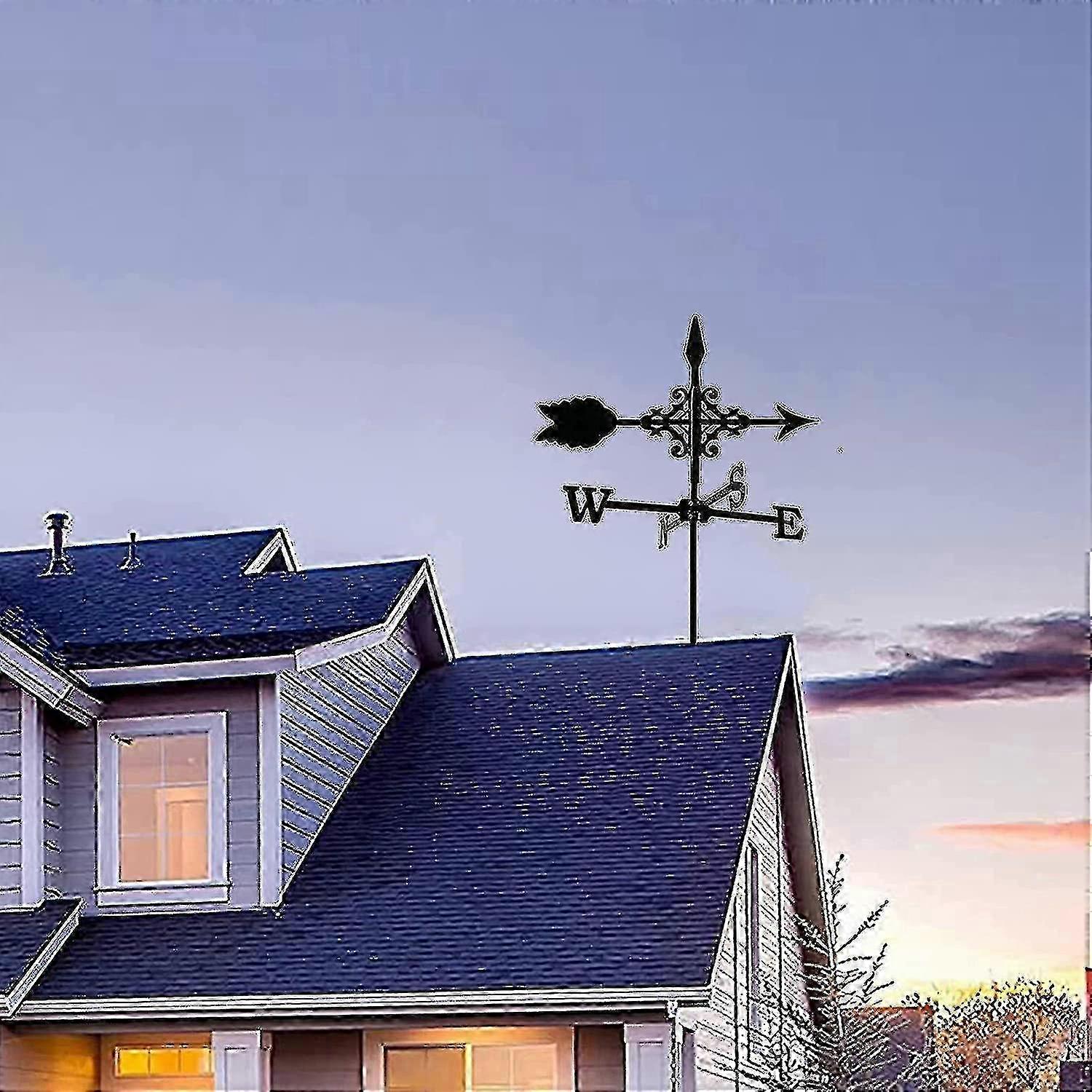 Metal Weathervane with Arrow for Garden, H-Stake Wind Vane - 35x50cm ...
