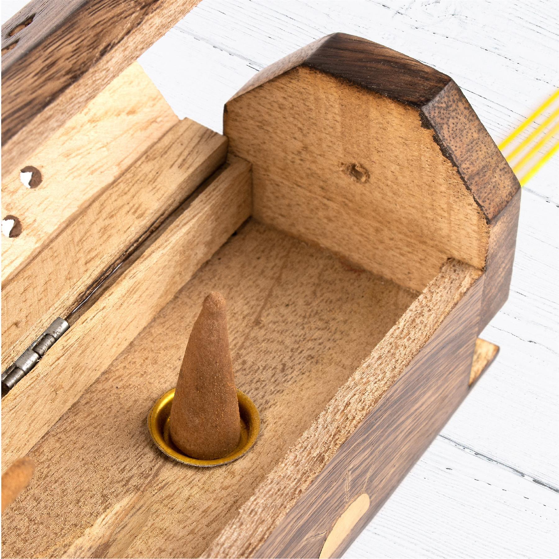 Myga Incense Box - Handmade Incense Holder for Joss Stick & Dhoop Cone ...