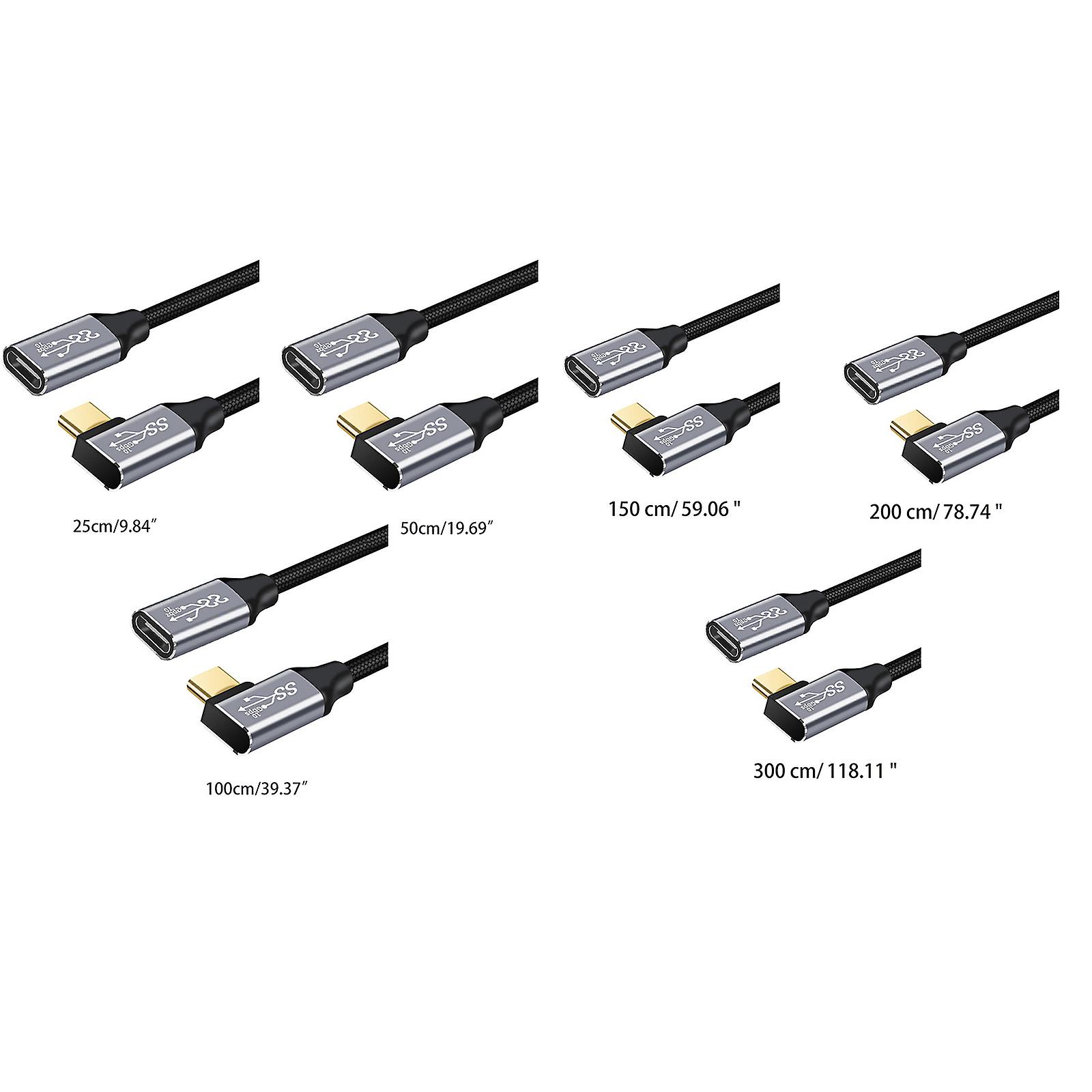 Type-C Extension Cable Cord 100W Right Angle USB-C3.1 Male to Female ...