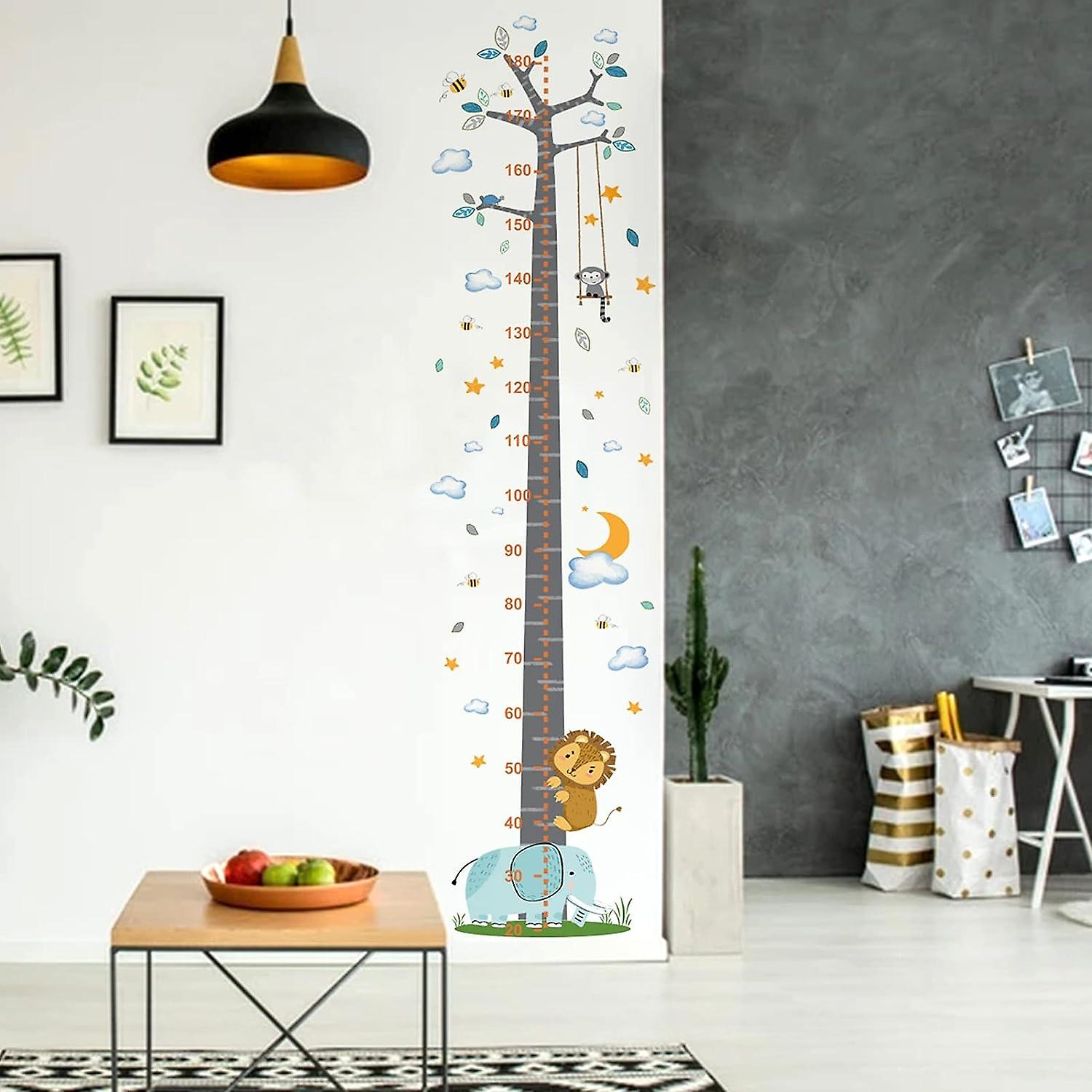 Height Measurement Growth Chart Wall Stickers, Cartoon Animals Monkey ...