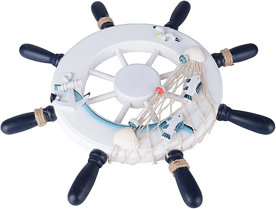 Pirate wooden rudder ship wheel with shell pocket net marine decoration ...