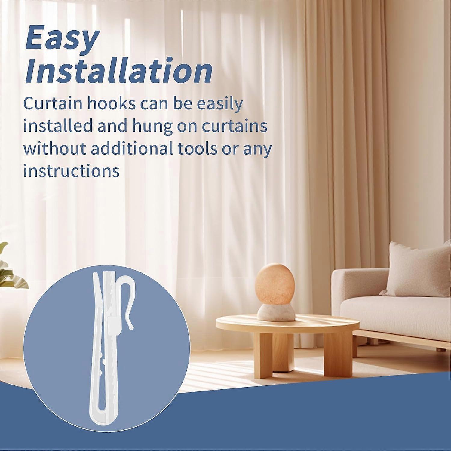 100 Pcs Plastic Curtain Rail Hooks, Heavy Duty Drapery Hooks ...