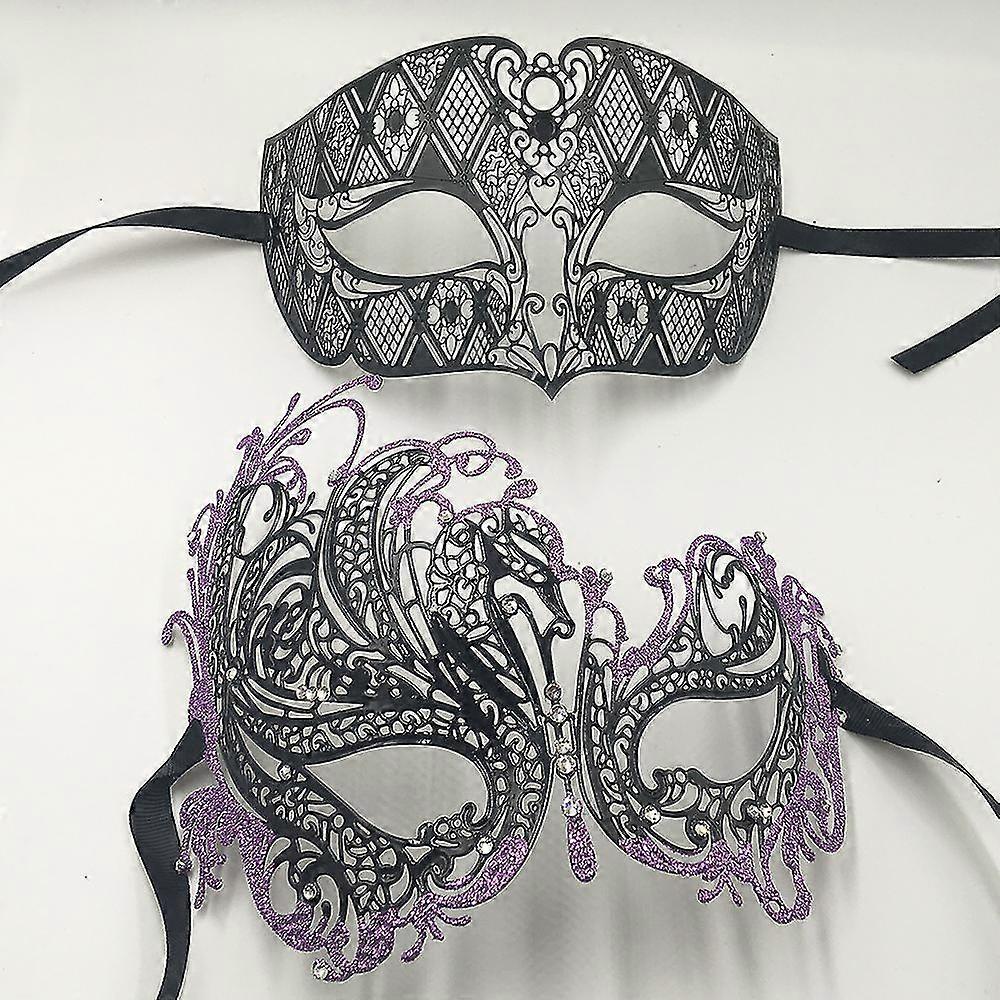 Silver Metal Filigree Cut Couple Venetian Mask Wedding Ball Mask ...