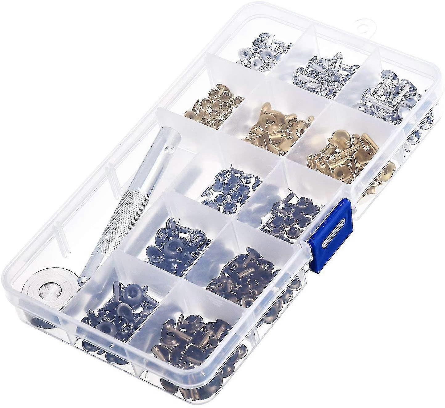 300 Pcs Leather Rivets Double Cap Rivets Kit With 3 Pc Fixing Tool Kit ...