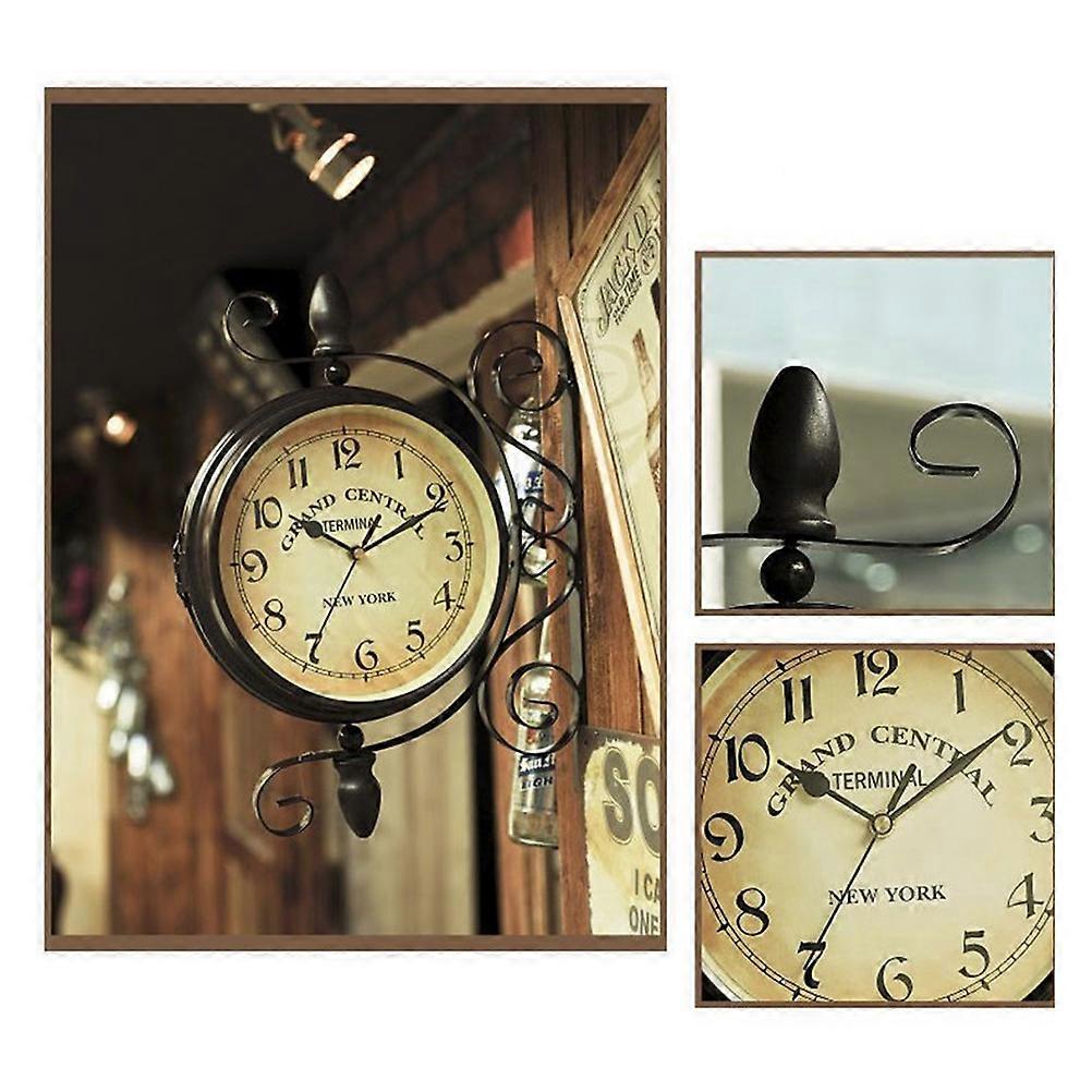 Vintage Double Sided Wall Clock Iron Silent Quiet Grand Central Station ...