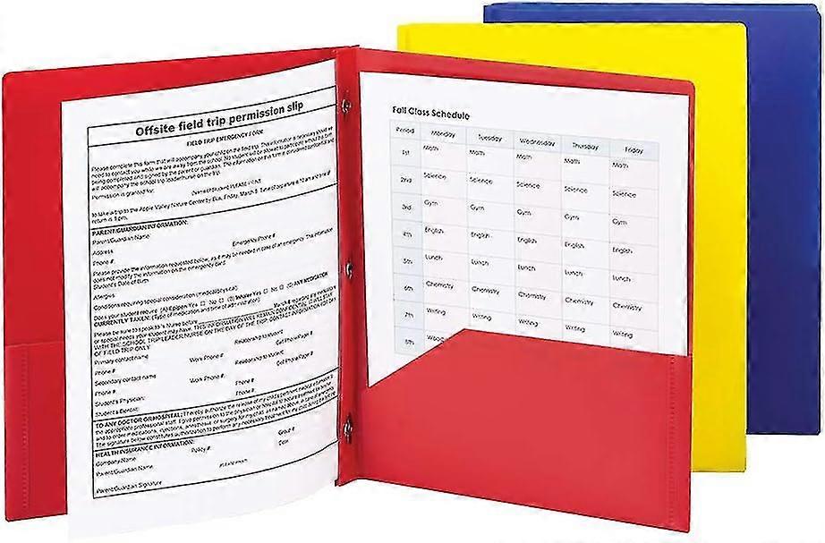 Poly Two-pocket Folder, Three-hole Punch Prong Fasteners, Letter Size ...