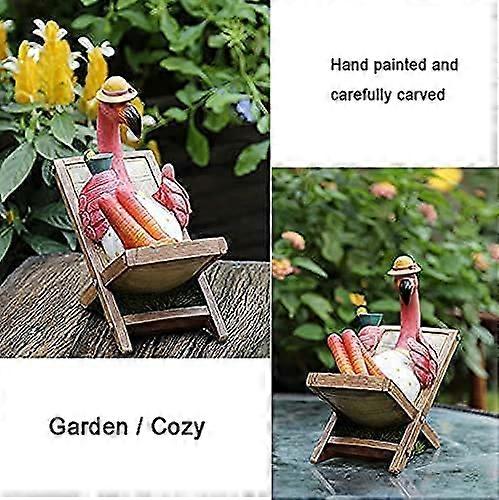 Pink Flamingo Garden Statue, Lying On Lounge Chair Flamingo Garden Yard ...