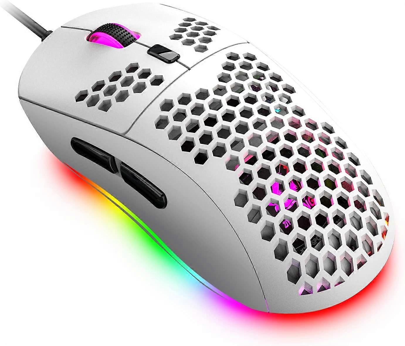 Wired Lightweight Gaming Mouse, 6 RGB Backlit Mouse with 7 Button Programmable Drivers, 6400DPI ...