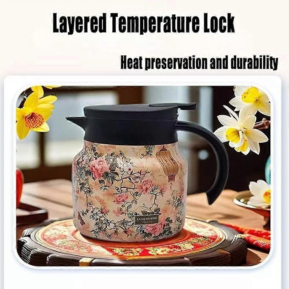 Raidley Vintage Floral Pattern Tea Thermos Built-In Infuser,Mini Hot Coffee Pot Office Stainless ...