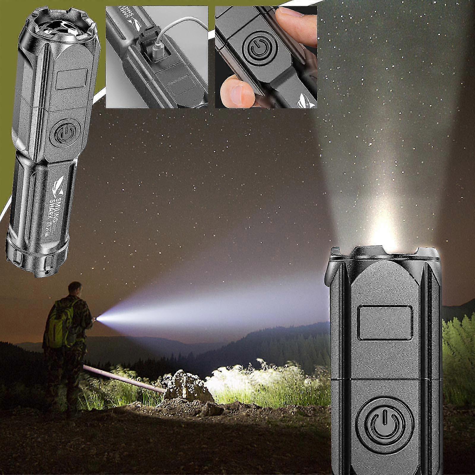 Smiling Shark Abs Strong Light Focusing Flashlight Outdoor Portable ...