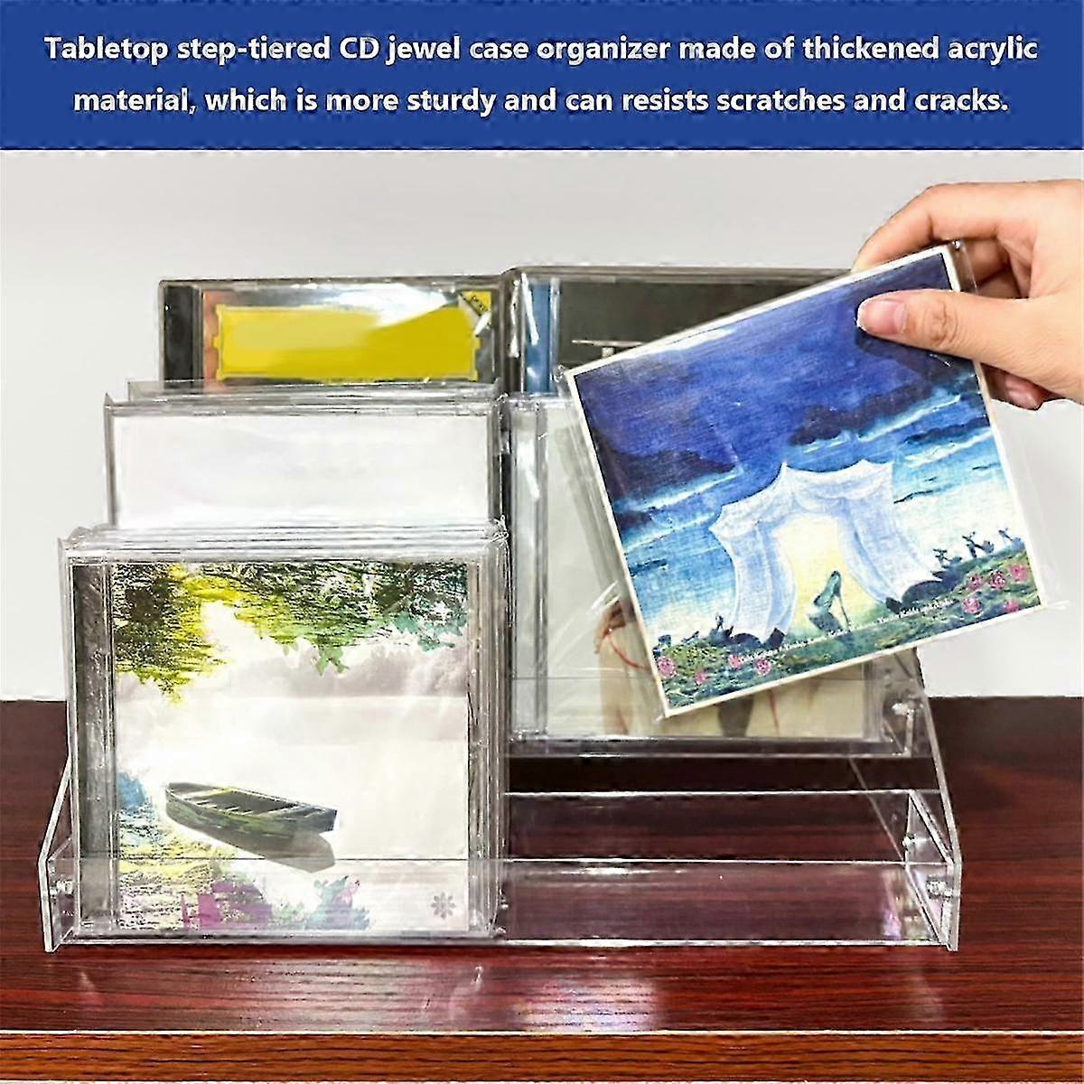 3 Tier Clear Acrylic Cd Holder Cascading Cd Storage Rack | Fruugo UK