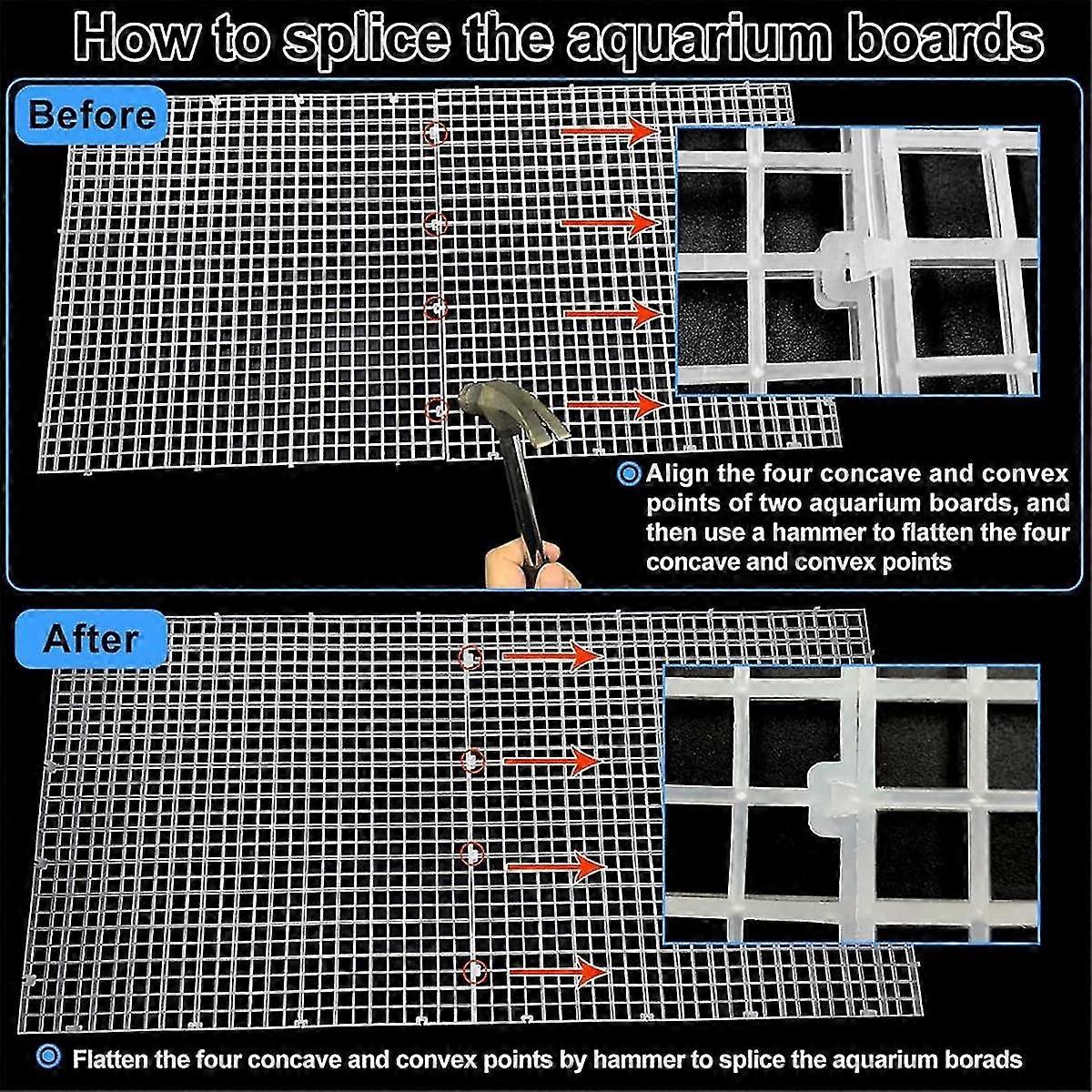 4 Aquarium Lid Hood Fish Tank Top Cover Terrarium Lid Plastic Grid ...