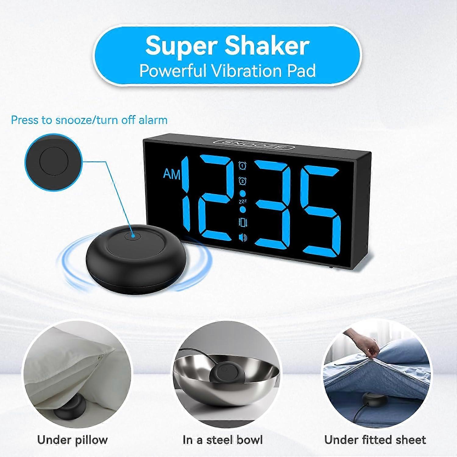 Vibrating alarm clock for deep sleepers, loud alarm, large numbers, 5 ...
