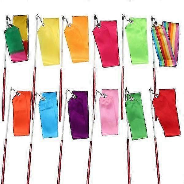 12pcs 2 Meters Rhythmic Art Gymnastics Ribbon With Stick Children ...