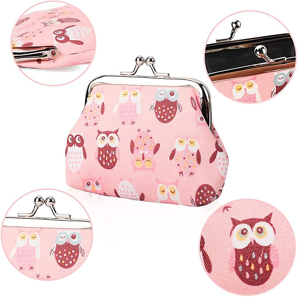 4pcs Cute Coin Purse Vintage Owl Change Purse Clasp Small Wallet Coin ...