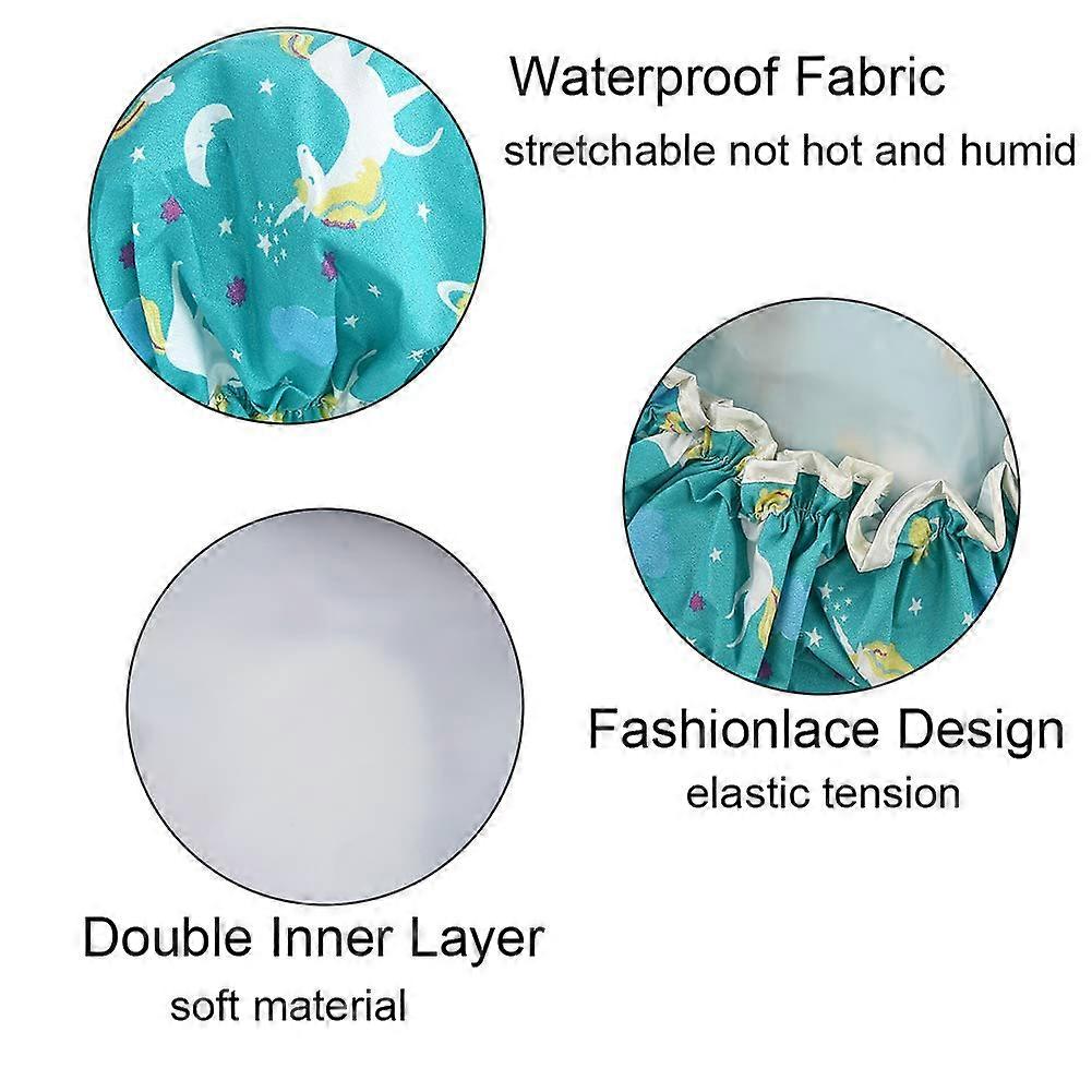 Shower Caps, 3 Pack Bath Cap For Women Waterproof & Adjustable Double ...