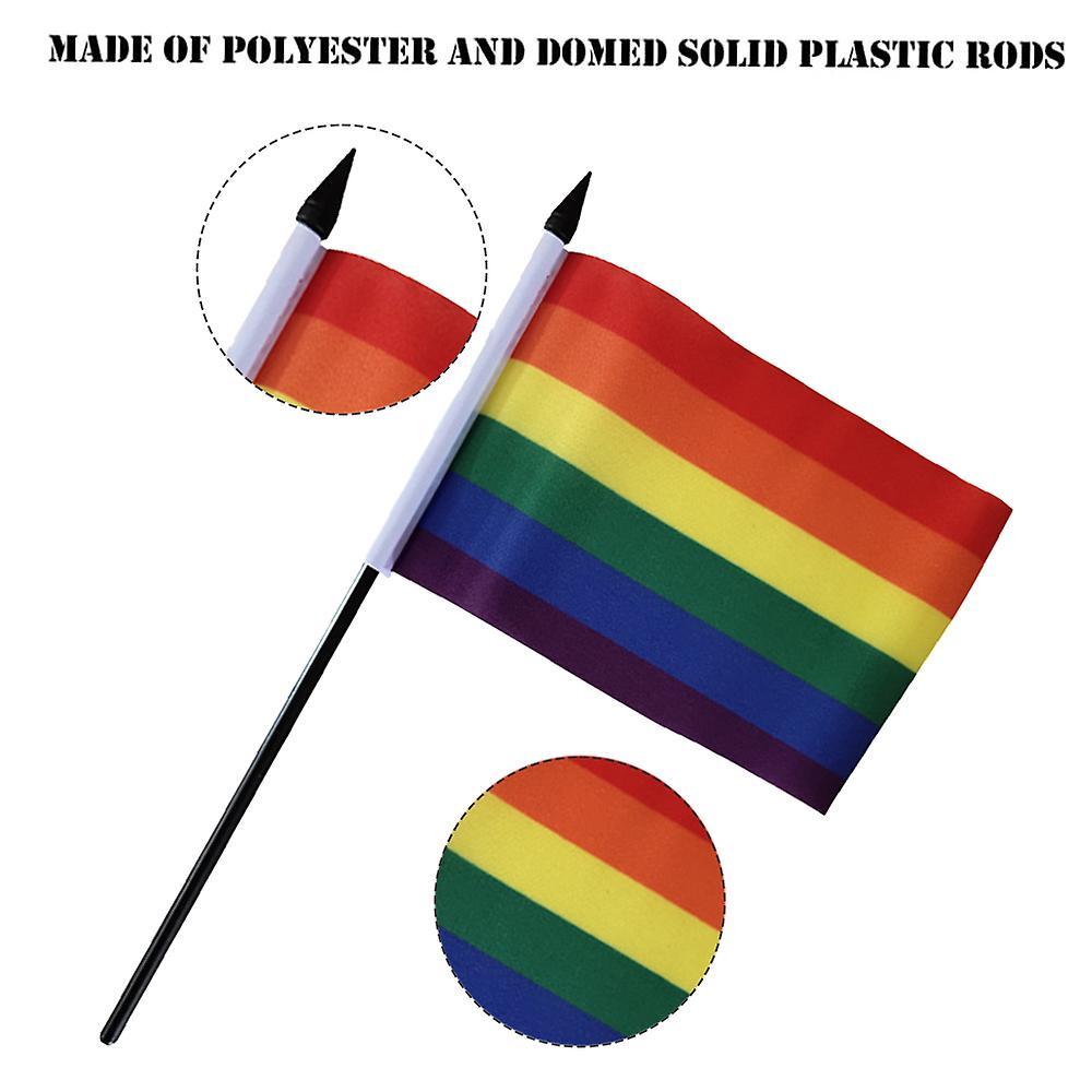 50 Pack Rainbow Pride flag Small Mini Flag Hand Held Flag Stick Flag ...