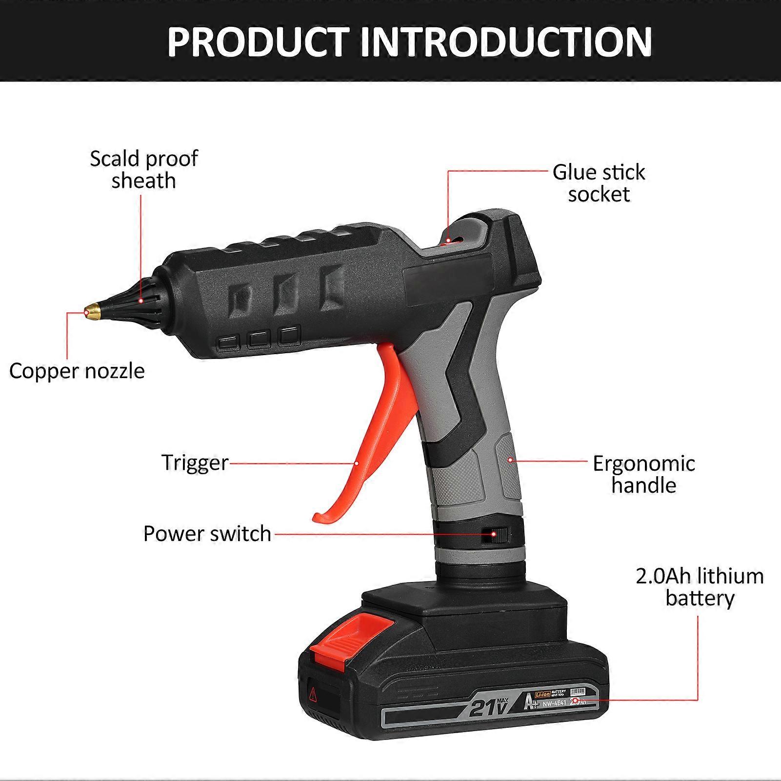 21V 60W Electric Hot Melt Glue Machine Portable Cordless Lithium Glue ...