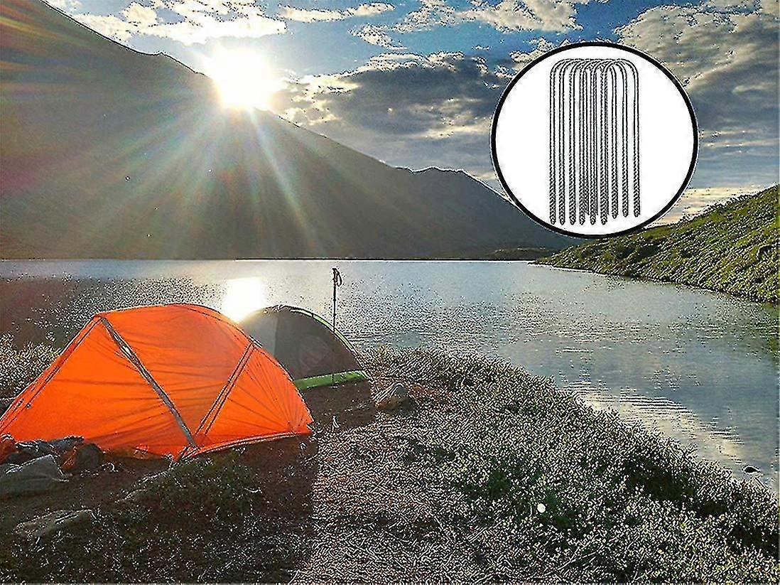 Ground Stakes, Garden Staples Rebar Stakes Galvanized Steel U Hooks ...