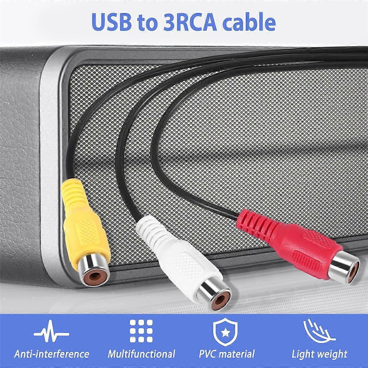 USB to 3RCA Cable USB Female to 3 Rgb Video AV Composite Adapter ...
