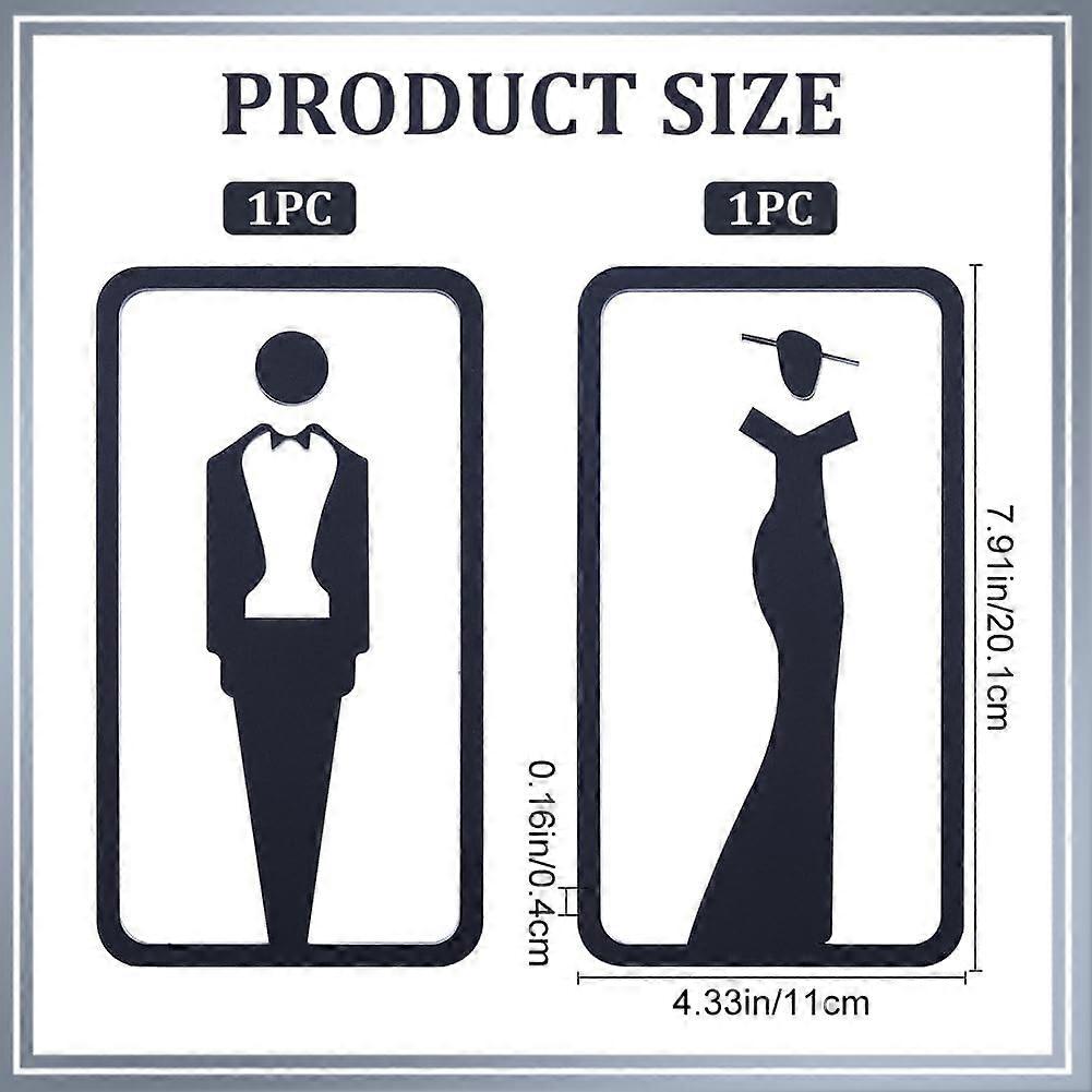 2PCS Restroom Identification Signs Self Adhesive Washroom Sign for ...